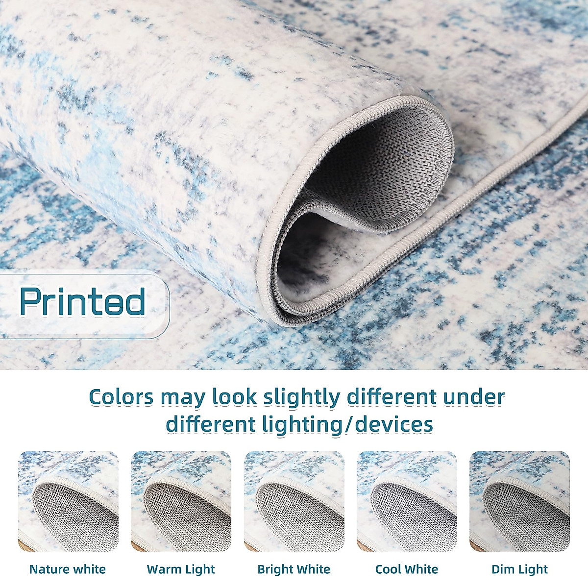 Dripex Abstract Contemporary Area Rugs, Coastal Blue 6x9 Soft Fluffy Rug Non-Shedding Bedroom Carpet for Living Room Kid/Laundry Room Kitchen, Washable Rugs Non-Slip & Sturdy Floor Mats for Home