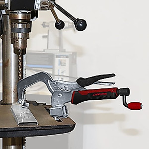 Milescraft 4006 3in Bench Clamp – Heavy Duty Hold Down Clamp with Non-Marring Rubber Pad for Use with T-Tracks, Clamp Tables & Clamp Plates on Different Woodworking Projects, 3, Black Metallic