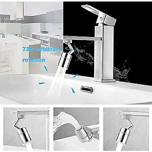 2 Pack 720 Degree Swivel Faucet Aerator, Large-Angle Rotating Splash Filter Faucet, Dual-Function 2-Flow Sprayer Faucet Head, Big Angle Sink Sprayer Attachement-15/16 Inch-27UNS Male Thread Faucet