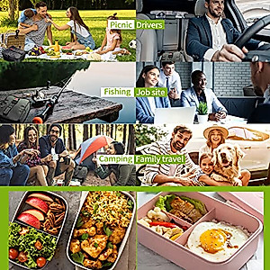 Portable Oven, 12V 24V 110V Car Food Warmer Portable Personal Mini Oven Electric Heated Lunch Box for Meals Reheating & Raw Food Cooking for Road Trip/Camping/Picnic/Family Gathering(Black)