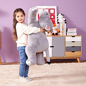 IKASA Giant Hippo Stuffed Animal Plush Toy,Large Hippopotamus Cute 30" Jumbo Soft Toys,Huge Big Size Plushy Fluffy Fat Plushie,Gifts for Kids