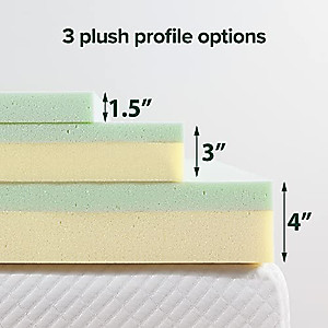 ZINUS 1.5 Inch Green Tea Memory Foam Mattress Topper, Pressure-Relieving Layers, CertiPUR-US Certified, Twin