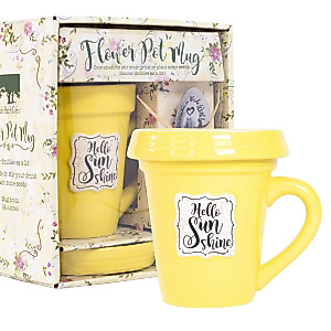 Divinity Boutique Yellow Flower Pot Mug - Hello Sunshine