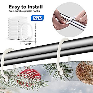 Emvency 4Pcs Christmas Snowman Shower Curtain Sets with Non-Slip Rugs Toilet Lid Cover and Bath Mat,Celebration Theme Xmas Balls Pendant Waterproof Curtain for Shower Window Decor 72" x 72"
