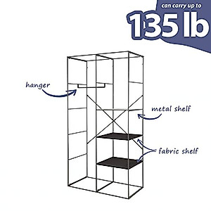 Ambesonne Octopus Portable Fabric Wardrobe, Monochrome Image of a Sea Animal Raising its Tentacles Ready for Attack, Clothing Organizer and Storage Closet with Shelves, 33.5", White Charcoal Grey