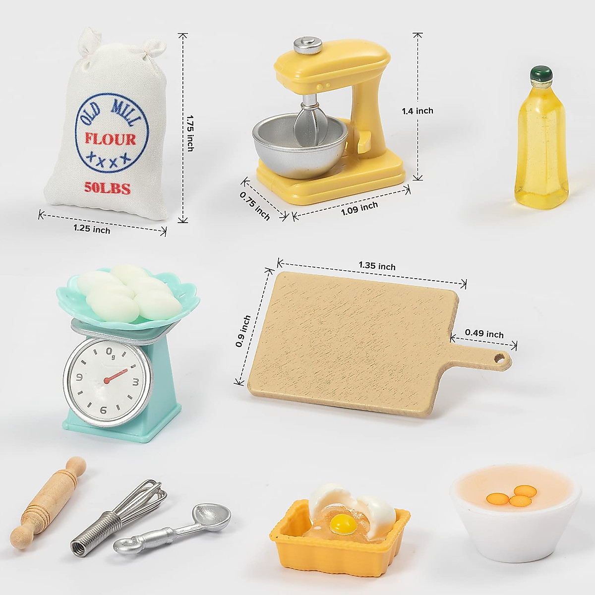 SAMCAMI Miniature Dollhouse Accessories - Dollhouse Furniture 1 12 Scale - Mini Stuff for Dollhouse Kitchen - Stand Mixer, Kitchen Scale, Flour, Rolling pin and Others