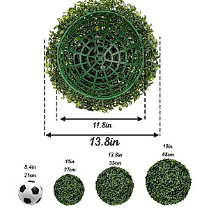 Gobograss Artificial Plant Topiary Ball - 2pcs 13.8 inch 3 Layers Milan Grass Ball for Home Garden Wedding Party Decoration Environmental UV Protected Faux Boxwood Decorative Ball (13.8in)