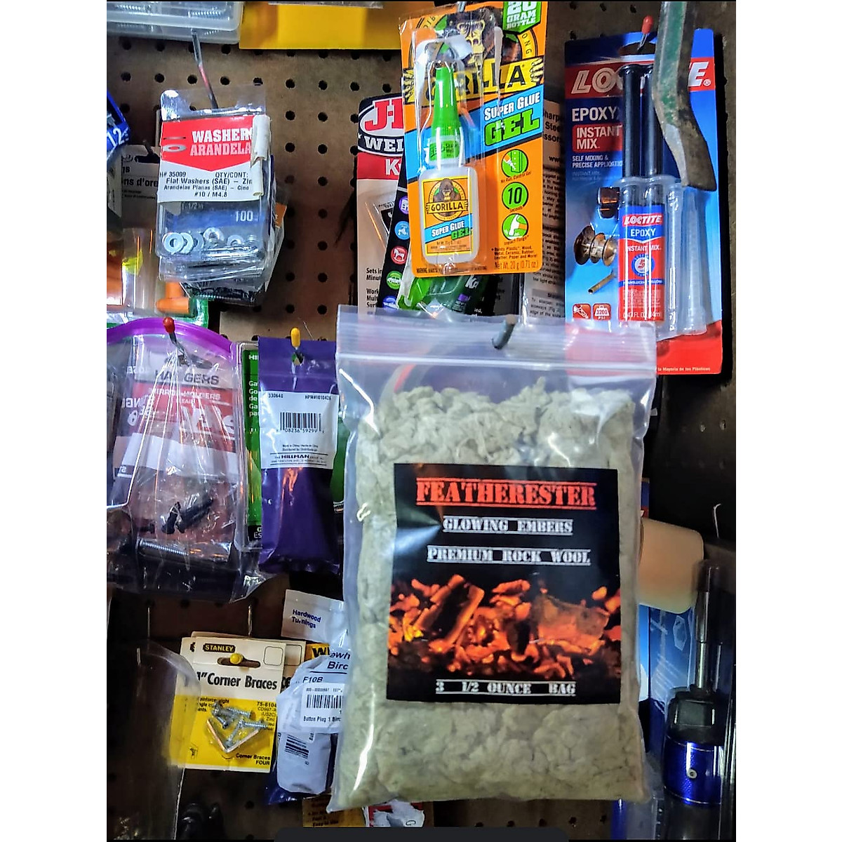 Gas Fireplace Logs ~ Glowing Ember's ~ Premium Rock Wool ~ 3 1/2 Ounces ~ Convenient Storage Hanging Hole ~ Vented Natural Gas Or Liquid Propane Fuels Friendly