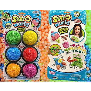 JA-RU Educational Play Styrofoam (1 Pack Assorted) Fidget Toys Stress Relief Toy, Sensory, Sensory Bin, Modeling Foam Beads Play Kit for Kids Magic Clay Art Crafts Party Favors Preschool Toys 1338-1