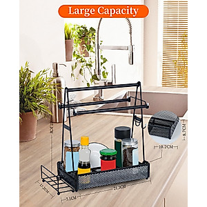 Rehuijao Grill Caddy BBQ Caddy for Outdoor Grill, Large Grill Caddy with Paper Towel Holder, Picnic Caddy for Camping, Grill Caddy Organizer for Plates and Utensils