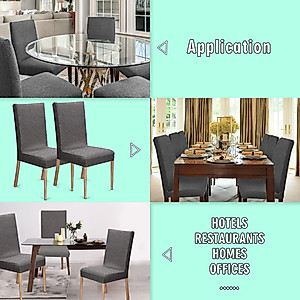 Dining Room Chair Covers Set of 4, Stretch Parsons Chair Slipcover Removable Washable Kitchen Chair Protector for Dining Room Hotel (Dark Gray)