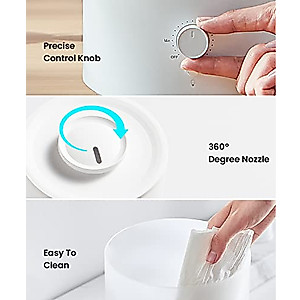 Pharata Humidifiers for Bedroom Large Room, 2.5L Cool Mist Humidifier with Essential Oil Diffuser, Top Fill Air Humidifier for Baby, Home, Plant, Ultrasonic Humidification for whole house, Auto Shut-Off, (White)