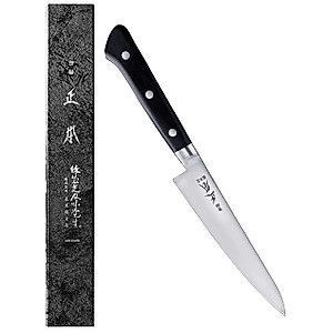 MASAMOTO VG Japanese Petty Knife 5" (120mm) Professional Kitchen Small Utility Knife, Ultra Sharp Japanese Stainless Steel Blade, Duracon Handle, Made in JAPAN