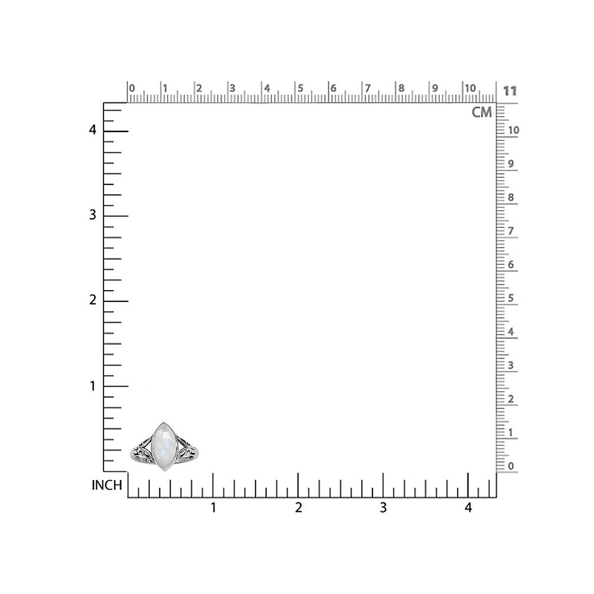 Silvershake 14X7mm Natural Marquise Shape Moonstone 925 Sterling Silver Filigree Solitaire Ring Size 7