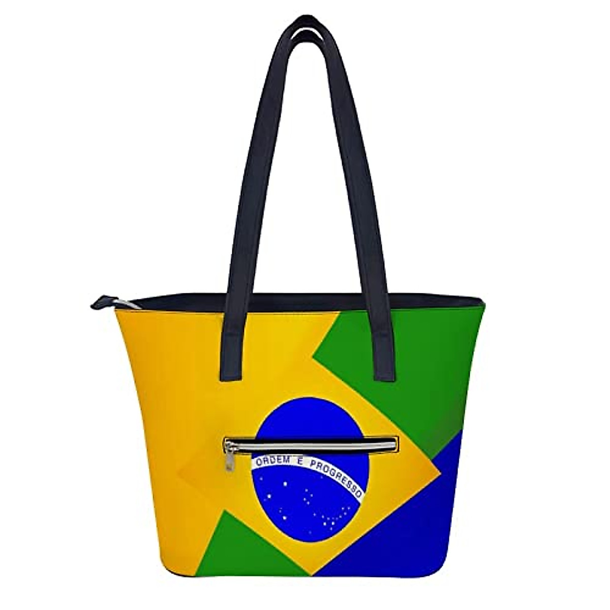 Brazilian Flag Women's Tote Bag PU Leather Shoulder Bag Handbags Purse For Work Shopping Travel