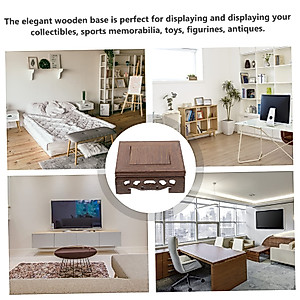 COLLBATH 4pcs Carved Wood Lifting Base Wood Display Stand Riser Flower Pot Stand Thai Wood Base Retro Crafts Stand Planter Holder Buddhist Plant Holder Wood Trim Desktop Teapot Stand Wooden