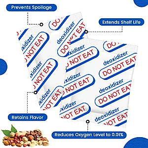 Lidisanita 400CC Oxygen Absorbers for Long Term Food Storage, 100 Count (10 Packs of 10) - Food Grade for Mylar Bags, Airtight Containers, Freeze Dryer & Dehydrator, White
