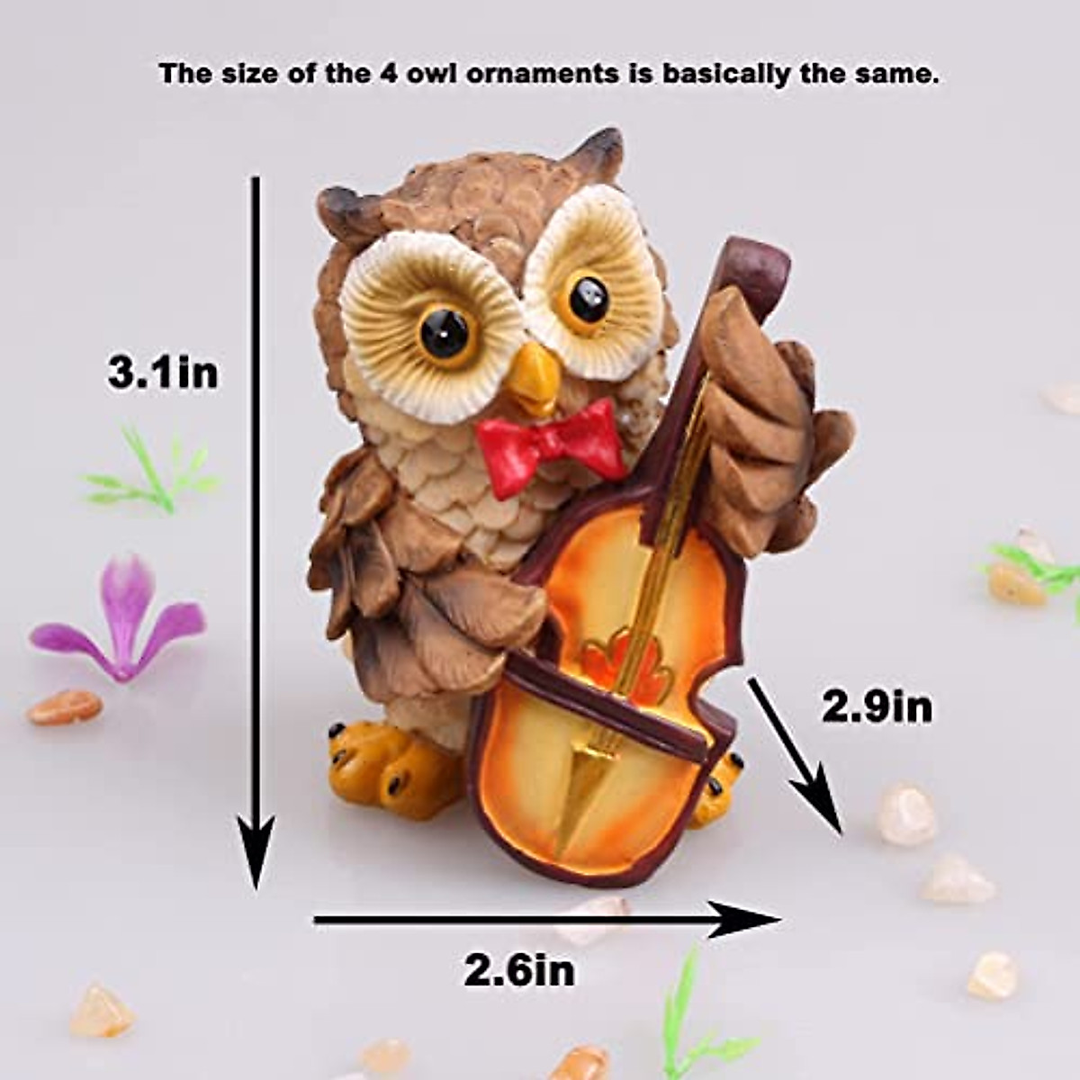 SMANSNAY Owl Decor Statue, Home Office Ornaments, Cute Owl Figurines for Home Decoration, Great Owl Gifts for Women, Boys, Girls(Pack of 4)