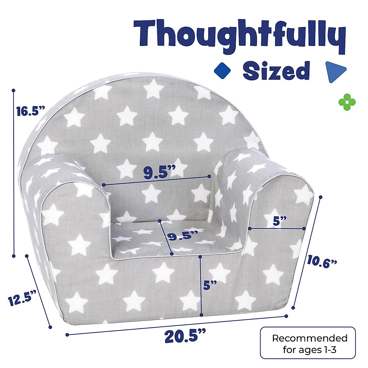 Delsit Kids Couch for Toddlers - Comfy Armchair for Children, Lightweight Foam Sofa and Reading Chair with Removable Cover, Made in Europe