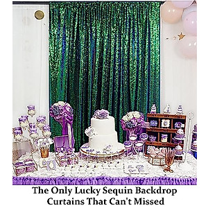 Sequin Backdrop Curtain 4FTx7FT Colorful Green Glitter Sequin Backdrop Wedding Ceremony Backdrop Sequin Shimmer Wall Background Baby Shower Background (4FTx7FT, Colorful Green)