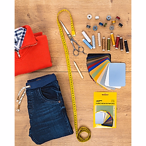 ZEFFFKA Premium Quality Fabric Iron-on Patches Inside & Outside Durable 100% Cotton Blue Gray Beige Brown Yellow Red Green Repair Decorating Kit 14 Pieces Size 3" by 4-1/4" (7.5 cm x 10.5 cm)