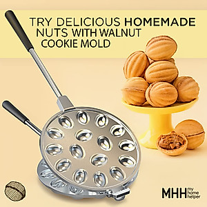 Cookie Assorted Maker - Oreshki Nuts 16 Mold Skillet - Oreshki Mold - Cookie Candy Maker 16 wells griddle - Walnut Mold Pastry - New Mold Set Cookies Pastry Baking Tool 1308478-2
