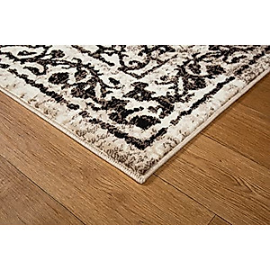 L'Baiet Emilia Black Beige Oriental Floral Pattern Traditional Classic Indoor 8' x 10' Area Rug