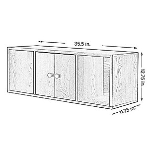 Basicwise Wall Mounted Computer Cabinet Floating Hutch, Brown