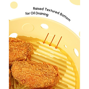 Miniqua Air Fryer Silicone Liners, Reusable Silicone Air Fryer Basket Bowl for 3-5 QT, Food-Grade Silicone Round Air Fryer Liners, Non-stick Silicone Pot Accessories, Yellow(6.8in)