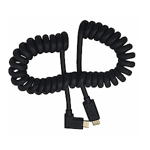 Qaoquda USB C Cable, USB 3.1 Type C (USB-C) Male to Male Coiled Spring Spiral Cable, 3A 10Gbps Fast Charging, Data Extension Cable, Stretched 3FT/1M (M/M Left & Right)