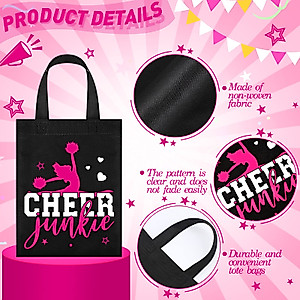 Buryeah 24 Pcs Cheer Bag Cheerleaders Bulk Cheerleading Gift Goodie Snack Treat Bag Non Woven Eat Sleep Cheer Bag for Girls(Black, White)
