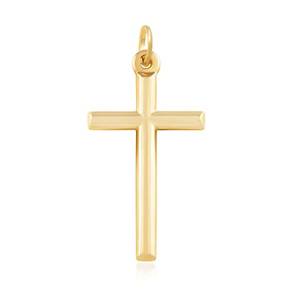 JULIETTE COLLECTION 14K Yellow Gold Rounded Edge Cross Religious Pendant/Charm for Men and Women