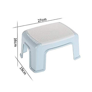 Plastic Stools Step Stool PP Plastic Seat Stools for Home, Office, Living Room Multifunctional Step Stool with Anti-Slip Pad Strong Bearing for Adults, Light Blue