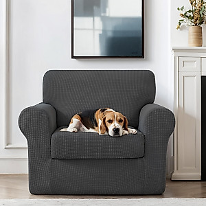 SUBRTEX 3 Pieces Stretch Sofa Slipcover Sets Couch Cover Sets Backrest Cushion Covers Furniture Protector Collection Set for Oversize Sofa Loveseat Chair Slip Covers(Small, Gray)