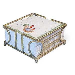 Boston International New York Art Deco Stripes Cocktail Napkin Holder Caddy, 5.25 x 5.25-Inches, Gold Foil