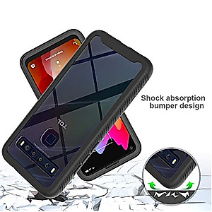 Dzxouui for TCL 10L Case,TCL 10 Lite Case,Heavy Duty 2 in 1 Protective Shockproof Bumper Hybrid Back Clear TPU Cover Phone Cases for TCL 10L / TCL 10 Lite(XK-Blue)