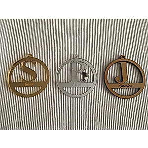 Personalized Christmas Name Gift Tag, Gift Wrapping Label, Christmas Bauble, Wooden Acrylic Hanging Tree Decorations Custom Christmas Stocking Ornament Initial Letter Engraved Name, Holiday Home Decor