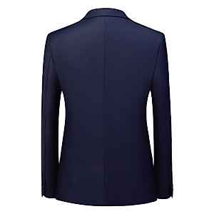 Men's Stylish Slim Fit Daily Blazer Solid Casual Formal Wedding Party Sport Coat One Button Lapel Business Jacket (Dark Blue 1,X-Large)
