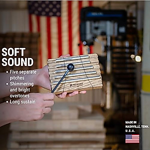 Treeworks Chimes Energy Chime with Mallet for Meditation, Sound Healing or Yoga, 5 Notes –– Made in U.S.A. –– Long Resonance with Brilliant Tone, Solid Tennessee Hardwood Mantle (TRE430)