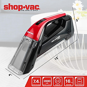 Shop-Vac Spot Cleaner for Carpet and Upholstery, Portable Cordless Carpet Cleaner, with 2 Bottle of 8 oz Spot & Stain Formula, Red