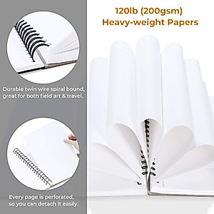 Ohuhu Watercolor Brush Markers Pen Set of 24, Water Based Drawing Marker Brushes W/A Water Coloring Brush+Mix Media Pad, 10"×7.6" Mixed Media Art Sketchbook