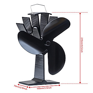 HAWCAFU Wood Stove Fan Heat Powered Fireplace Fan 3 Blades Stove Fan for Log Burner/Wood burning Stove/Fireplace