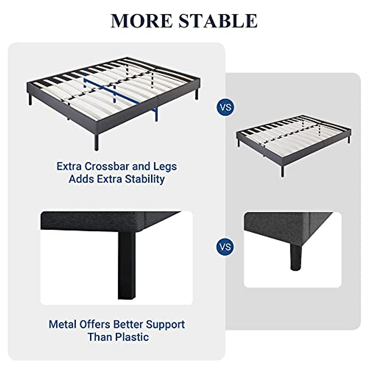 Allewie King Size Bed Frame/Upholstered Platform Bed Frame/Mattress Foundation/No Box Spring Needed/Wood Slats Support/Easy Assembly/Grey