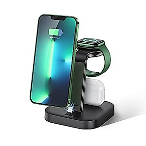 Intoval Charging Station for Apple Multi Devices,3 in 1 Charging Stand for iPhone Watch Airpods,iPhone 14 13 12 11 X XS XR etc, iWatch 8 Ultra 7 6 SE 5 4 3 2, Airpods Pro 2 1, 3 2 1 (L3, Black)