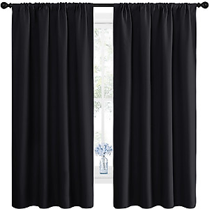 NICETOWN Black Blackout Curtain Blinds - Solid Thermal Insulated Window Treatment Blackout Drapes/Draperies for Bedroom (2 Panels, 42 inches Wide by 63 inches Long, Black)