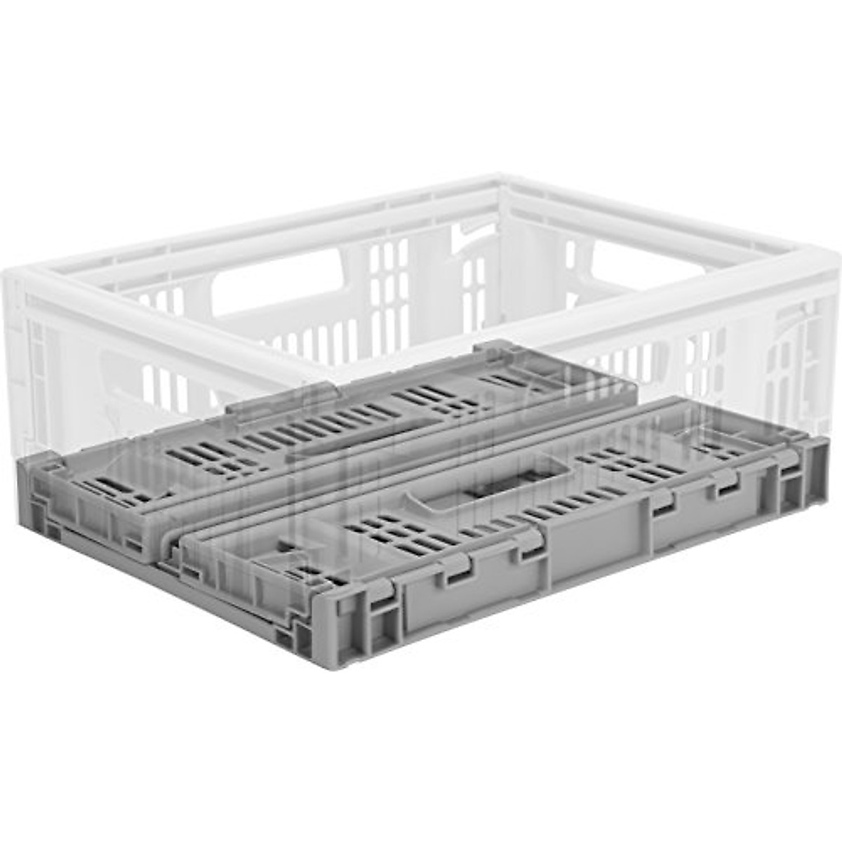 CleverMade CleverCrates Pro-Grade 15.8 Liter Collapsible Storage Bin/Container: Grated Wall Utility Basket/Tote, Grey, 3 Pack