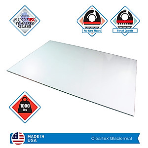 Floortex Glaciermat Heavy Duty Glass Chair Mat for Hard Floors & Carpets - 42'' x 36'' - Made in The USA