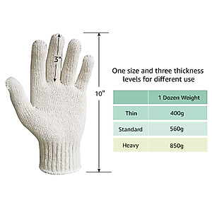 MIG4U 12 Pairs Work Gloves - Cotton String Gloves for Safety Work - Glove Liner Hand Saver Heat Protection for BBQ (Large, Economic)