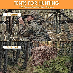 XProudeer Hunting Blind,See Through Ground Blinds with 270 Degree,2-3 Person Pop Up Portable Hunting Blinds,Camouflage Hunting Tent for Deer & Turkey Hunting