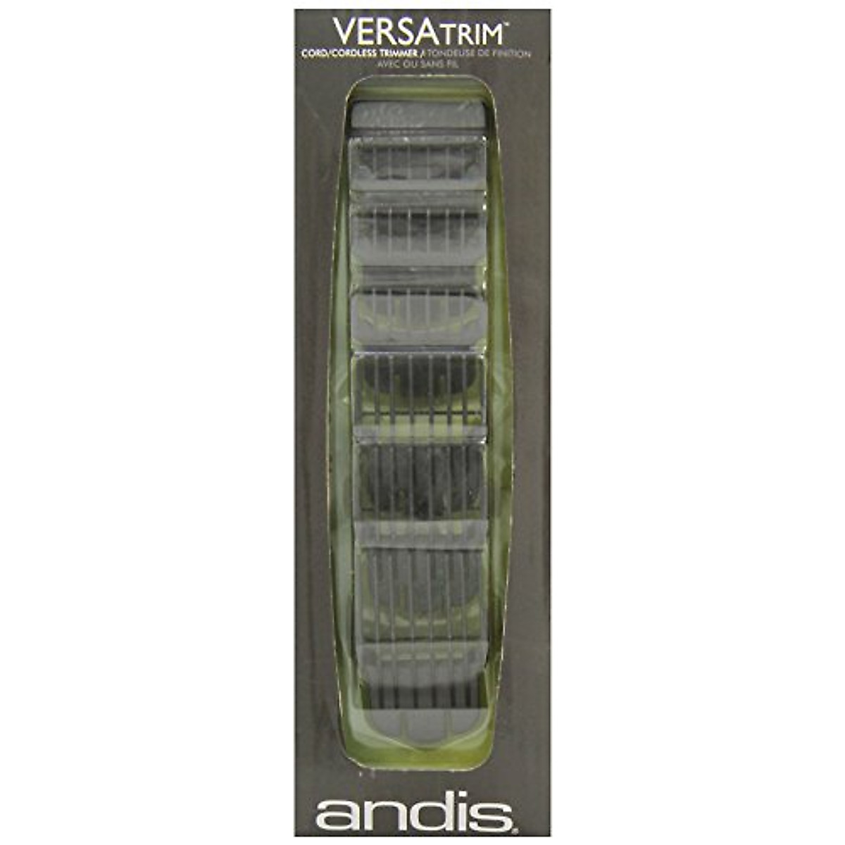 Andis Men 22725 VersaTrim Corded/Cordless Hair & Beard Trimmer Kit - Carbon Steel T-Blade for Close Cutting with Rechargeable Powerful Lithium-Ion Battery – Set of 14-Pieces, Silver